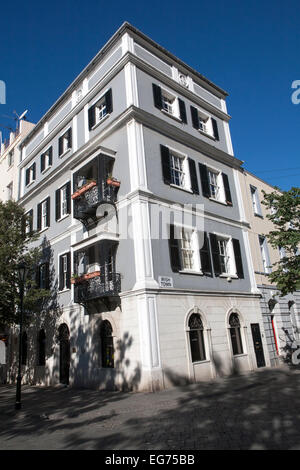 Historic building with shutters, Gibraltar, British terroritory in ...