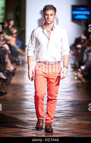 Male model wearing clothes created by designer Clements & Church at ...