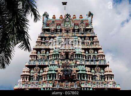 SINGAPORE: The Sikhara tower of Sri Thendayuthapani Hindu temple on ...