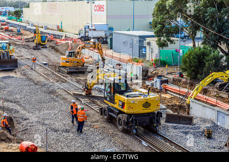 Railway track laying machine Stock Photo - Alamy