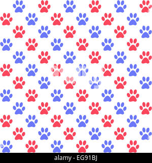 Red and white paw prints pattern Stock Photo - Alamy