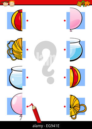 education halves game cartoon Stock Photo - Alamy