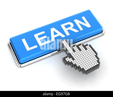 Learning icon. Internet button on white background Stock Photo - Alamy