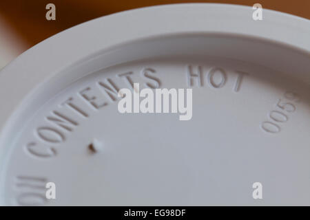 Contents Hot warning message on coffee cup lid - USA Stock Photo - Alamy