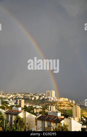 Rainbow over Haifa, Israel Stock Photo - Alamy