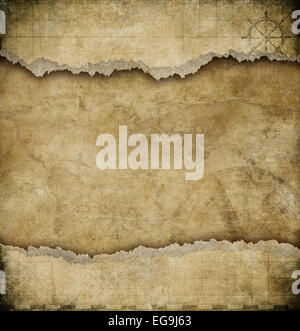 Old ripped torn paper background in white, yellow, blue colors. Blank ...