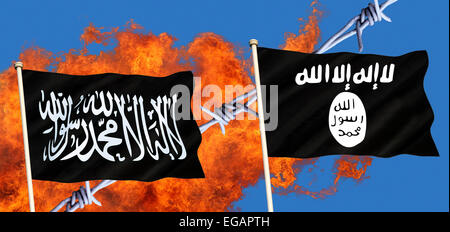 Flags of Al-Qaeda and Islamic State (ISIS or ISIL Stock Photo - Alamy