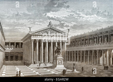 Reconstruction of the Roman Forum or Forum Romanum in ancient Rome ...