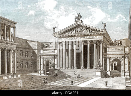 Reconstruction of the Roman Forum or Forum Romanum in ancient Rome ...