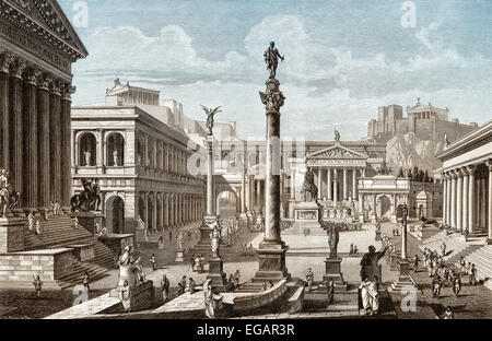 Reconstruction of the Roman Forum or Forum Romanum in ancient Rome ...