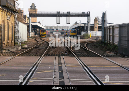Looking along the track towards Lincoln railway station Stock Photo - Alamy