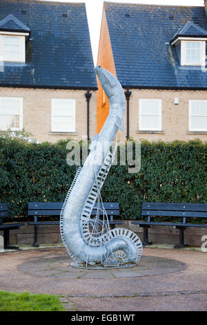 Eel sculpture in the Jubilee Gardens, Ely Cambridgeshire UK Stock Photo ...