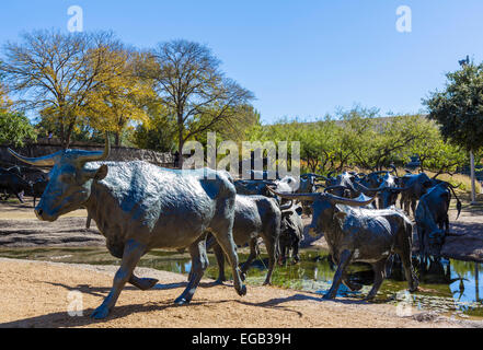 The Cattle Drive Sculpture at Pioneer Plaza in Dallas, Texas Stock ...