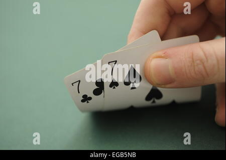 Playing cards - pair of sevens Stock Photo - Alamy