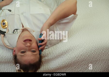 EMT on the phone Stock Photo - Alamy