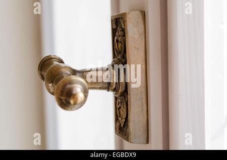 Window Handles on the gray of old windows Stock Photo - Alamy