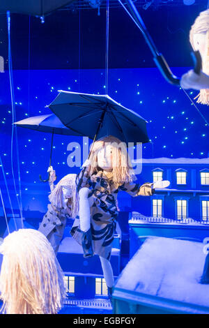 Burberry themed Christmas window decorations at Au Printemps, Paris ...