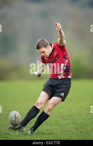 Rugby player in action kicking conversion Stock Photo - Alamy