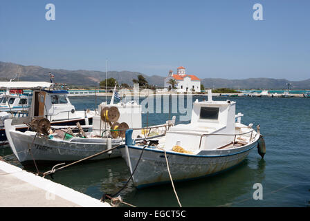 Fishing boats in the harbour, Elafonisos, Deer Island, Laconia ...