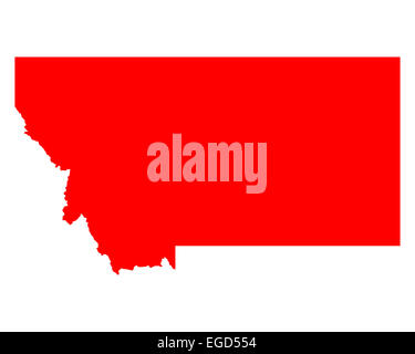 Montana US state map red outline border. illustration isolated on white ...