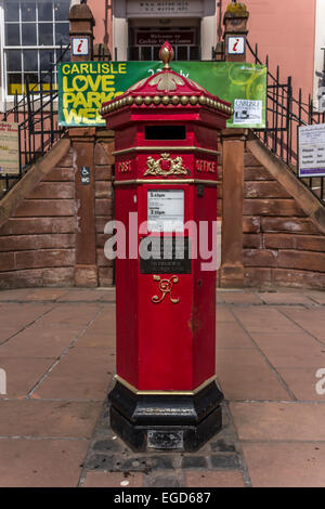Replica Victorian post office postbox in the market square of Carlisle ...