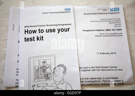 UK NHS bowel cancer screening programme notification letter plus Stock ...