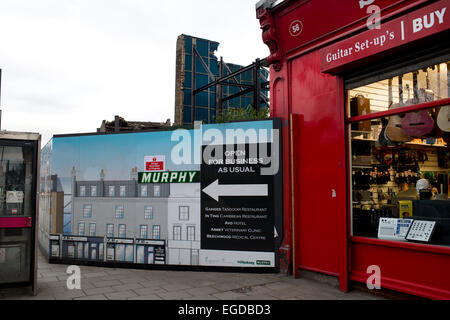 Hackney. Dalston Lane. Demolished shops prior to redevelopment. Large ...