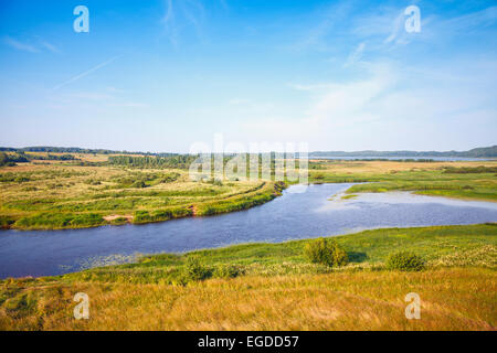 Empty rural Russian landscape. Sorot river in the summer day Stock ...