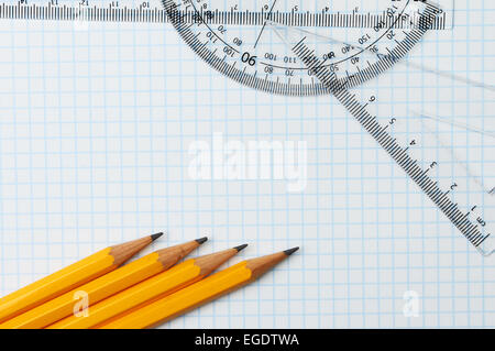 Protractor and pencil Stock Photo - Alamy
