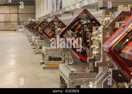 Assembly of a beam line for an electron linear accelerator Stock Photo ...
