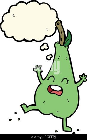 cartoon happy dancing pear with thought bubble Stock Vector Image & Art ...