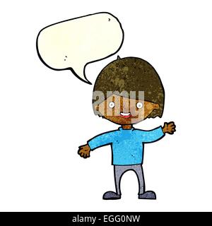 cartoon waving boy with speech bubble Stock Vector Image & Art - Alamy