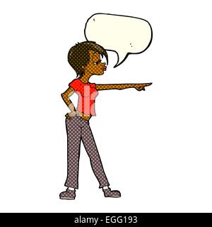 cartoon hip woman pointing with speech bubble Stock Vector Image & Art ...