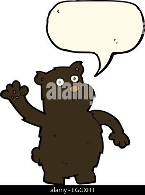 cartoon waving black bear with speech bubble Stock Vector Image & Art ...