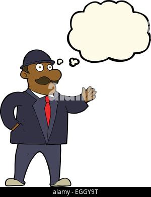 cartoon sensible business man in bowler hat with thought bubble Stock ...