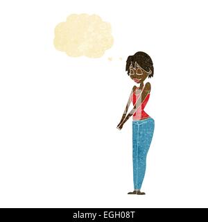 cartoon content woman with thought bubble Stock Vector Image & Art - Alamy
