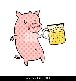 cartoon pig drinking a pint of beer Stock Vector Image & Art - Alamy