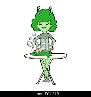 cartoon alien woman ironing Stock Vector Image & Art - Alamy