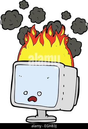 cartoon burning computer screen Stock Vector Image & Art - Alamy