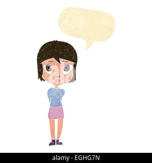 cartoon shy girl with speech bubble Stock Vector Image & Art - Alamy
