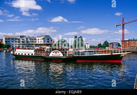The Danish paddle steamer Hjejlen being turned in Silkeborg after its ...