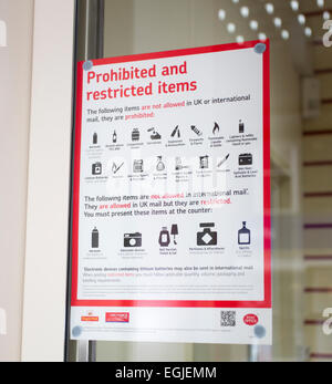 Post Office poster of Prohibited and restricted items regulations Stock ...