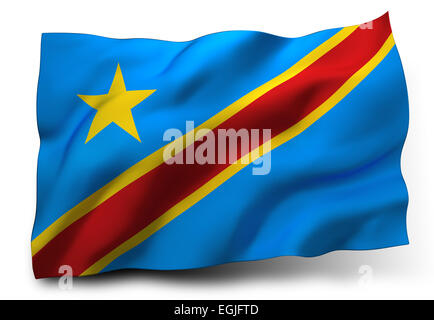 flag of Democratic Republic of Congo on modern city architecture bokeh ...