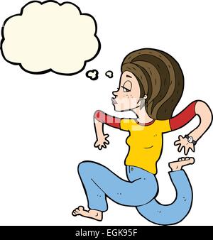 cartoon woman running with thought bubble Stock Vector Image & Art - Alamy