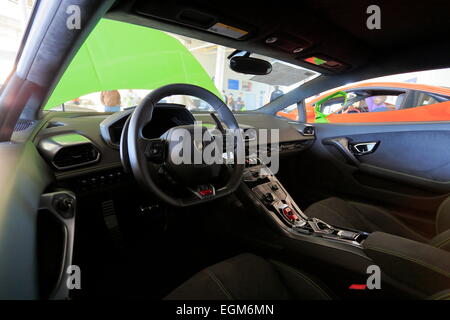 Lamborghini interior. Cockpit and interior of a Lamborghini supercar ...