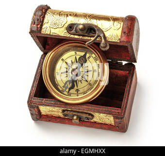 close up of golden compass in hand,streetb background Stock Photo - Alamy