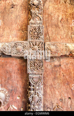 Wooden door of Amer Fort in Jaipur, India. The Amer Fort, situated in ...