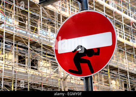 London, England, UK. Defaced traffic sign 'No Entry' near London Stock ...
