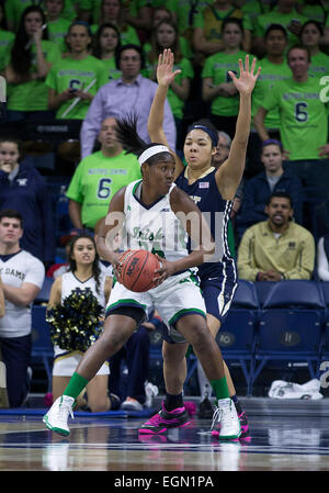Indiana, USA. 26th February, 2015. Notre Dame guard Lindsay Allen (15 ...