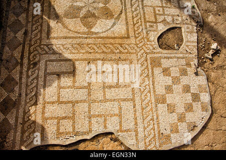Ancient Greek floor mosaic in archaeologic park Kato Paphos, Cyprus ...